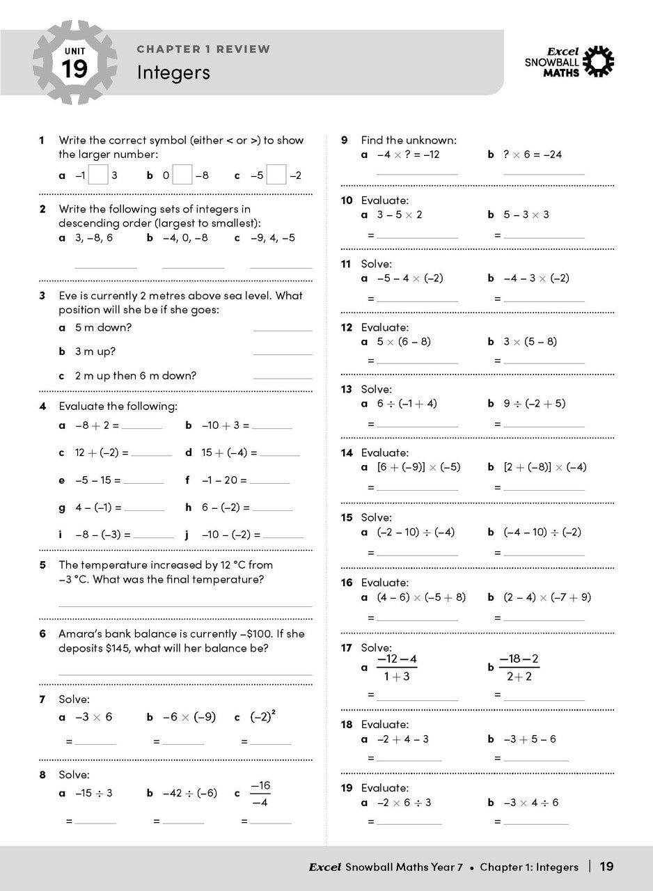Excel Snowball Maths Year 7 | JINLING EDUCATION